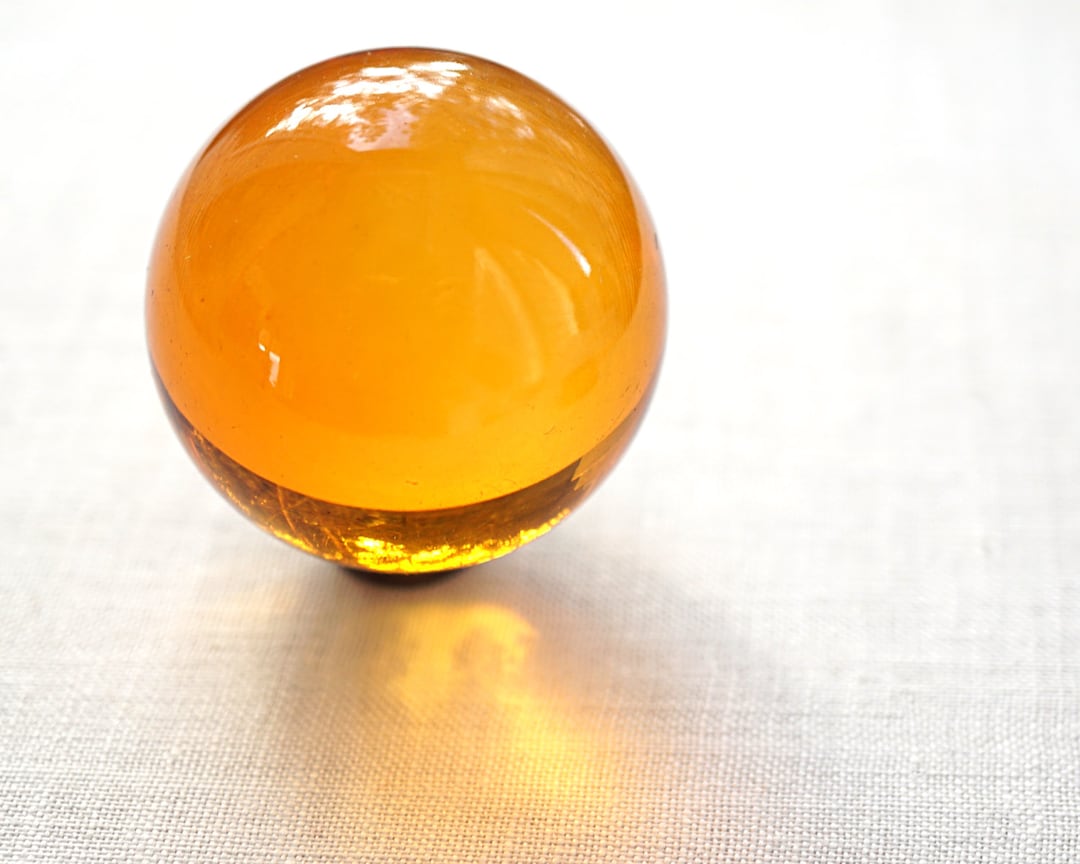 ON VACATION Glass Ball Large Honey Yellow Vintage Big Glass Marble ...