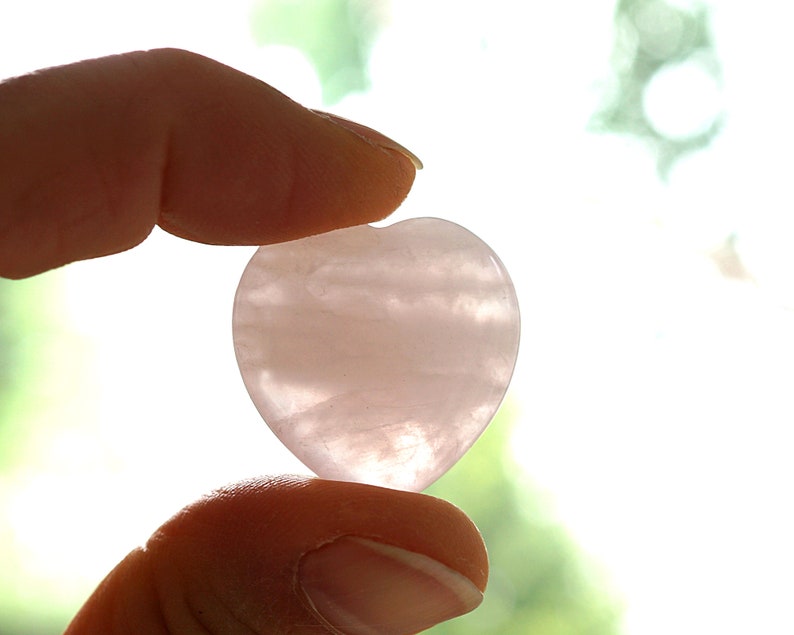 Rose Quartz Heart Pink Crystal Heart Chakra Rock 25mm Display - Etsy