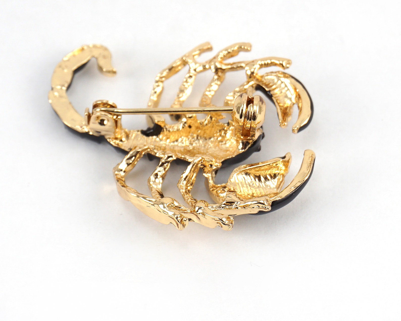 Creepy Scorpion Brooch Golden Scorpion Pin Black Enamel - Etsy