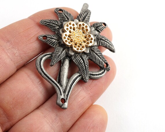 Vintage German Edelweiss Mountain Flower Brooch Pin, … - Gem