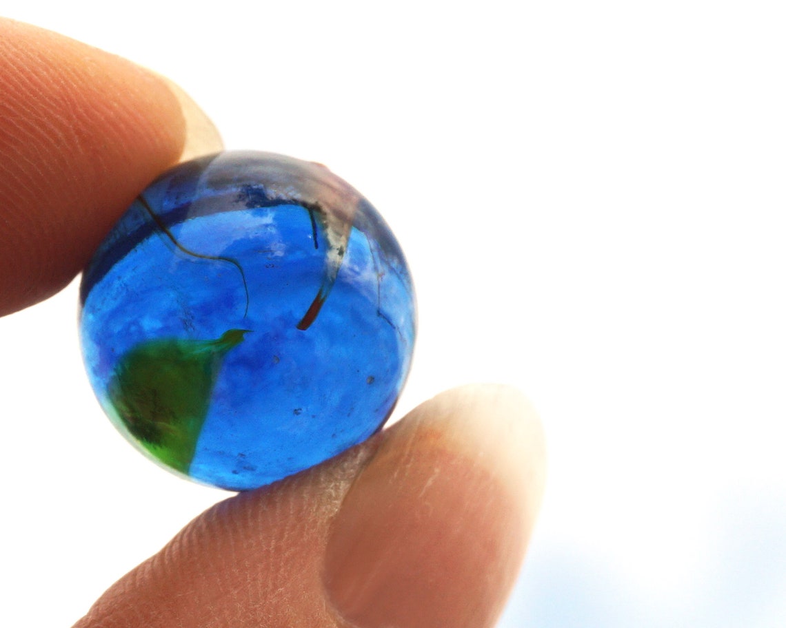 Akro Agate Marble Jewel Blue Corkscrew Swirl Marble Vintage Glass ...