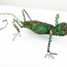 Beaded Gecko Sculpture, Green Glass Bead Wire Gecko, Lizard Figurine ...