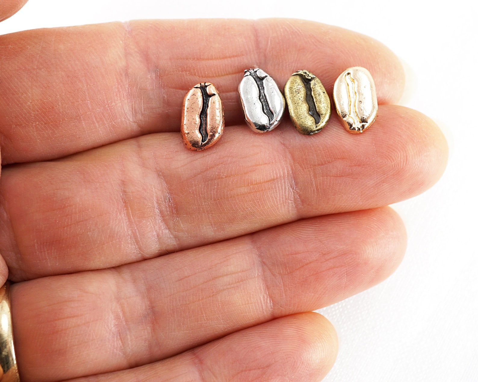 Tiny Coffee Bean Pin, Silver, Gold, Copper, or Bronze Pin Brooch, Lapel ...