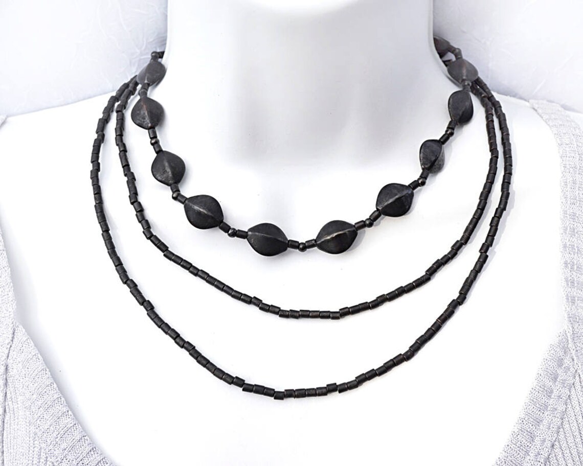 ON VACATION Vintage Jewelry Ethnic 80s Necklace Layered Multi Strand ...