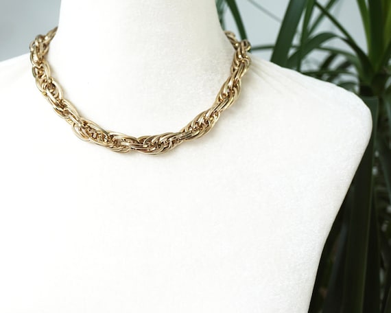 Large Unique Golden Chain Necklace, Big Links, Vintag… - Gem