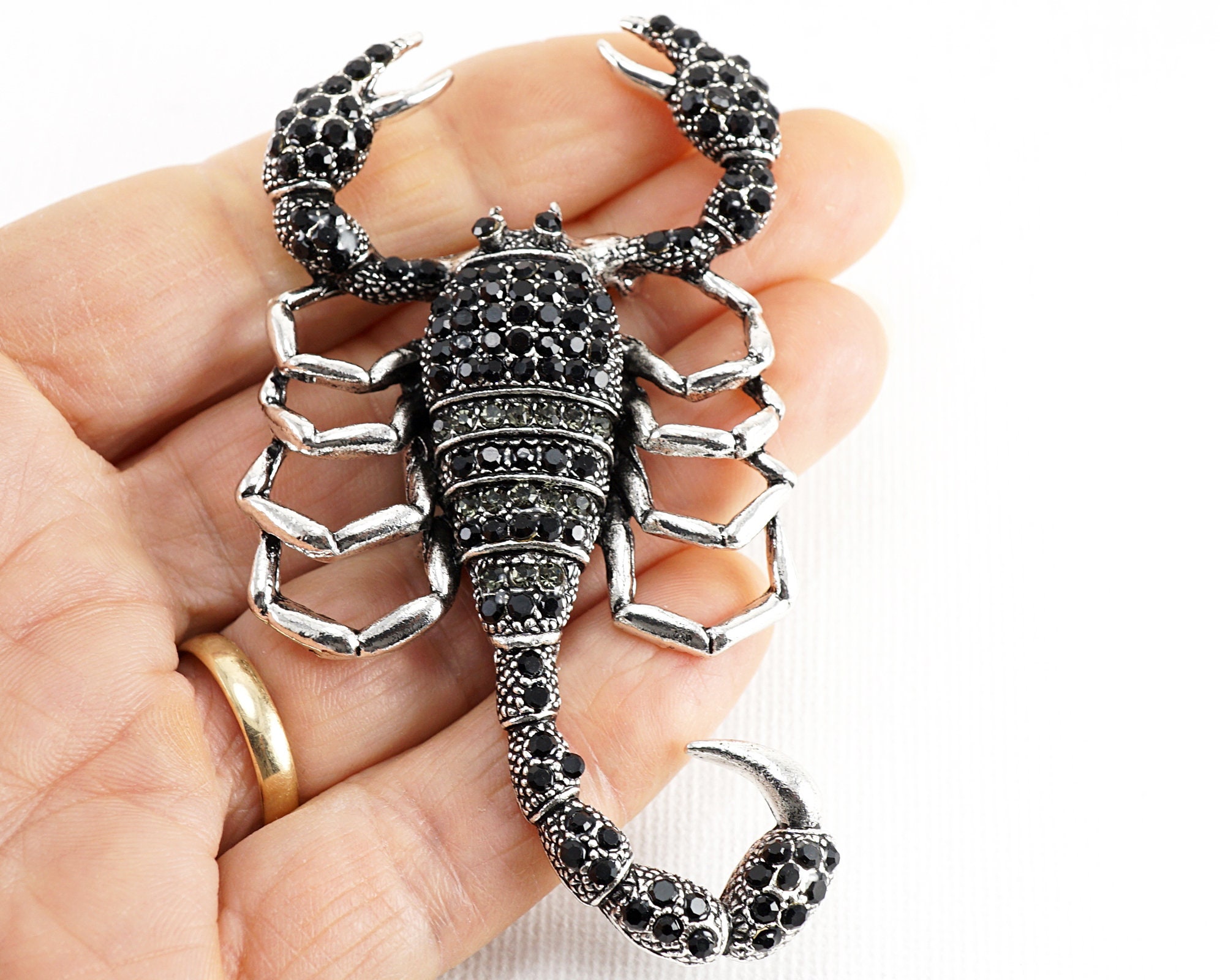 Huge Scorpion Brooch Moving Tail Scorpion Pin Vintage Black - Etsy UK