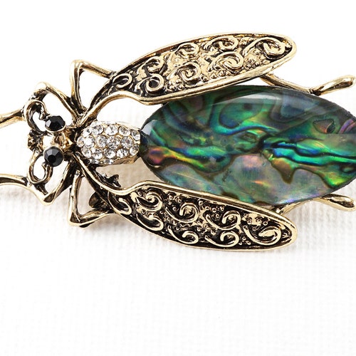 Large Abalone Insect Brooch Golden Fly Brooch Crystal Bug - Etsy