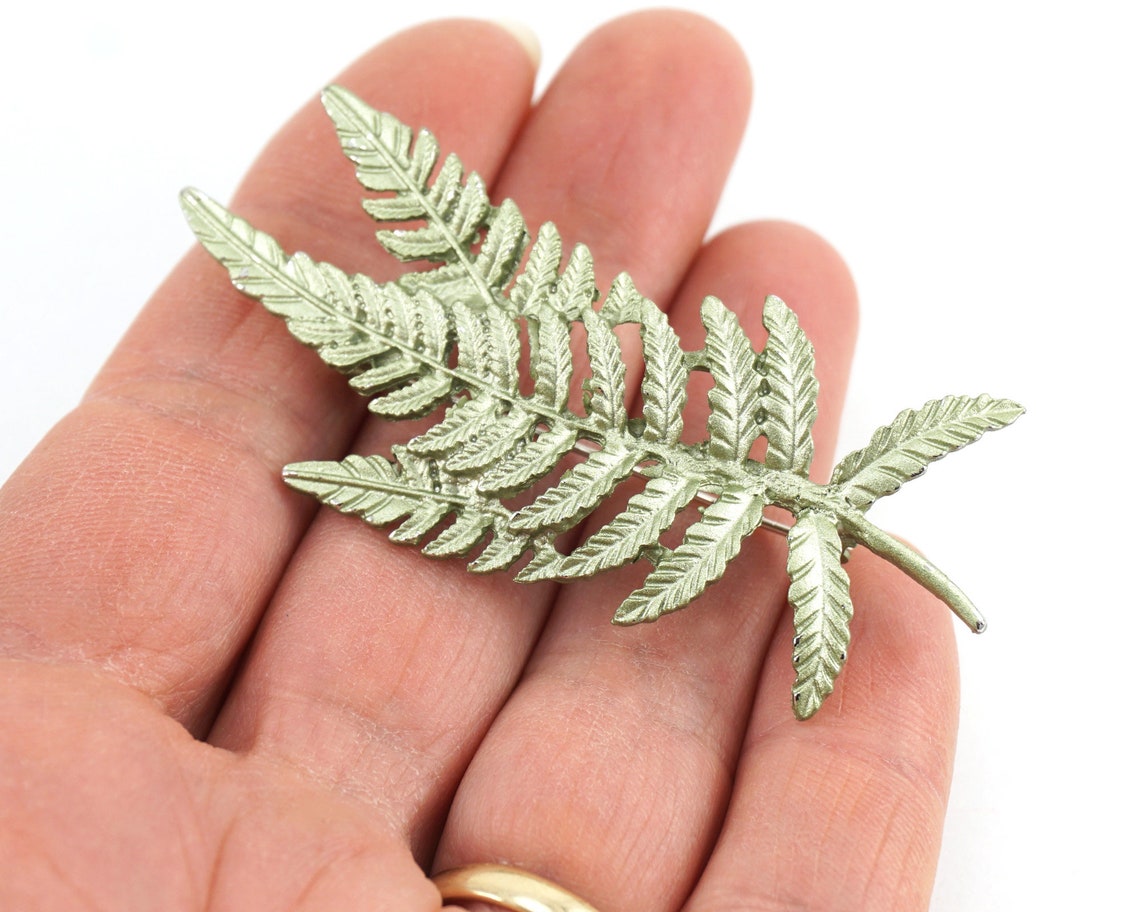 Green Fern Brooch, Metallic Green Plant Pin, Vintage Brooch Pin ...