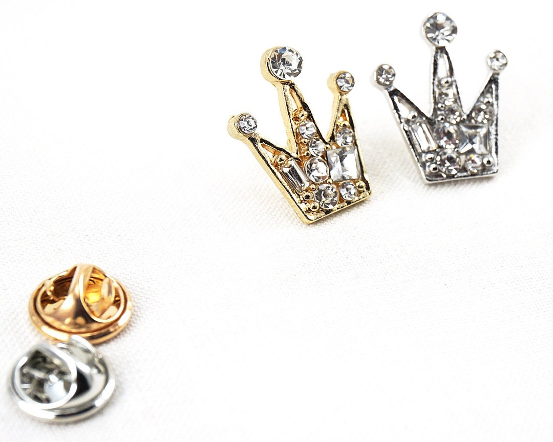 Tiny Silver or Gold Royal Crown Pin Brooch, Shirt Brooch Lapel Pin ...