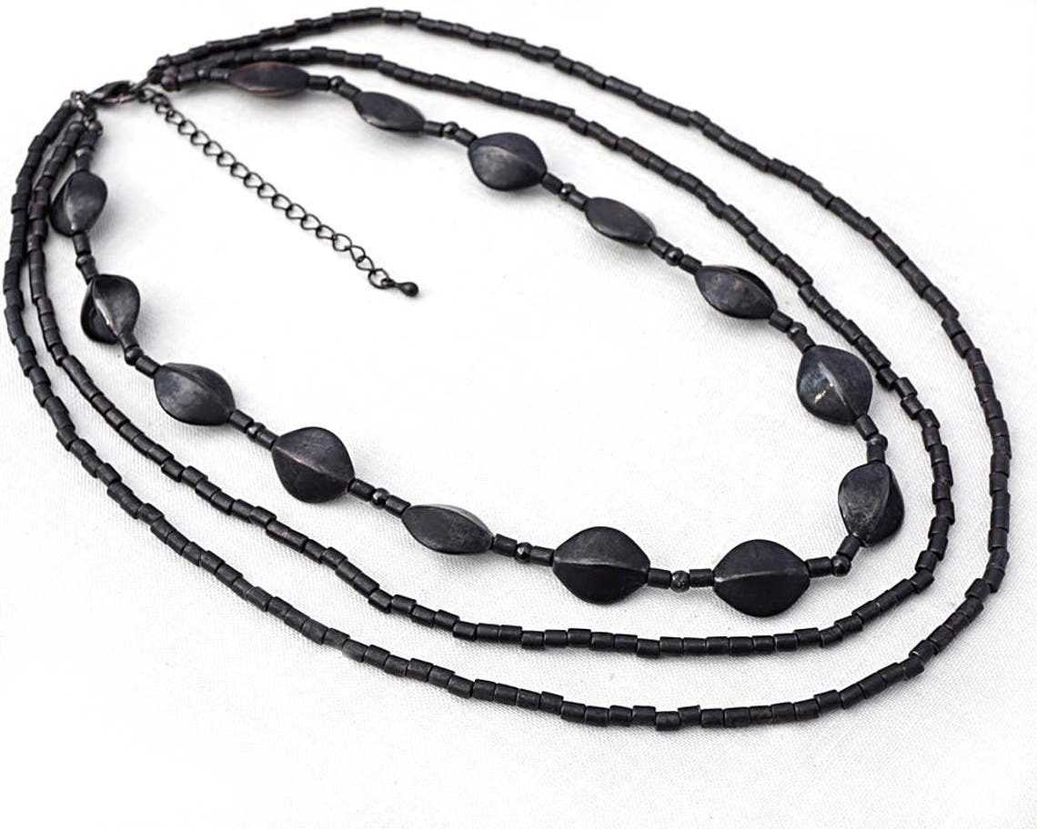 ON VACATION Vintage Jewelry Ethnic 80s Necklace Layered Multi Strand ...
