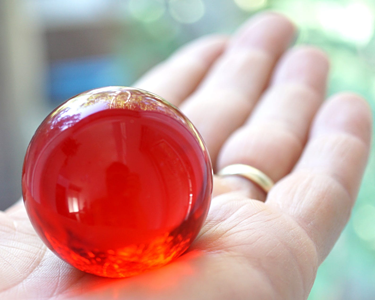 ON VACATION Vintage Modern Home Decor Red Crystal Ball Huge Glass Ball ...