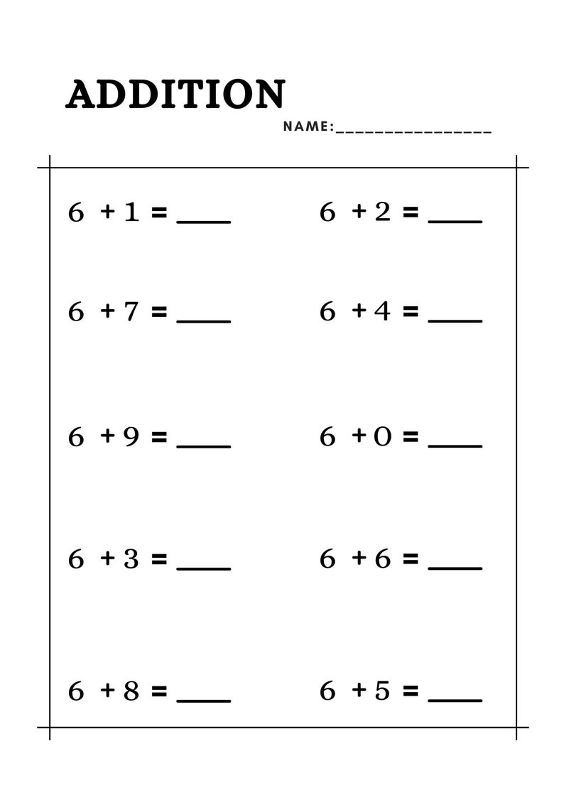 10 X Printable Addition Worksheets Numbers 1 to 10 Preschool to 1st ...