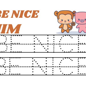 4 Personalized Printable Be Kind Trace the Words Worksheet - Etsy