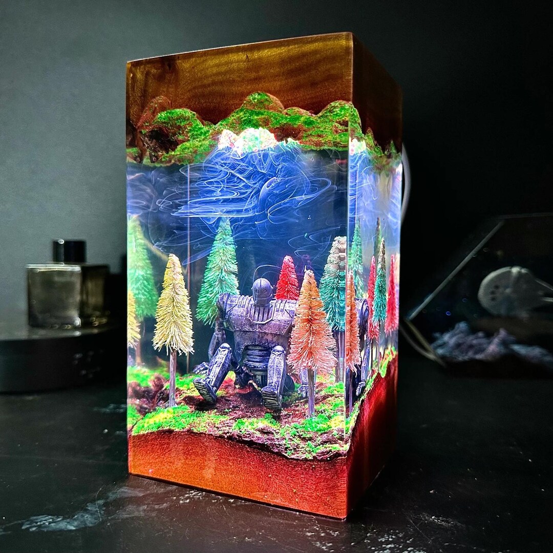 Ir.on G.i/ant Wood Lamp, Custom Resin Lamp, Art Diorama, Gift for That ...
