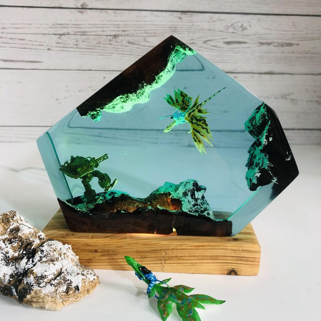 Rob.ot Vs Dra.gon Wa.y of the Water, Resin Lamp, Wood Resin Lamp, Resin ...