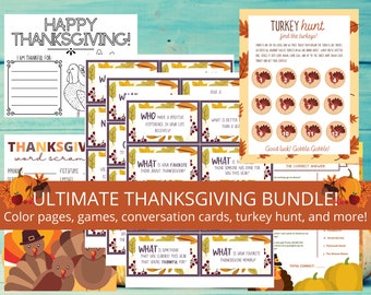 Thanksgiving Day Scavenger Hunt and Activity Pages. Kids Tic - Etsy