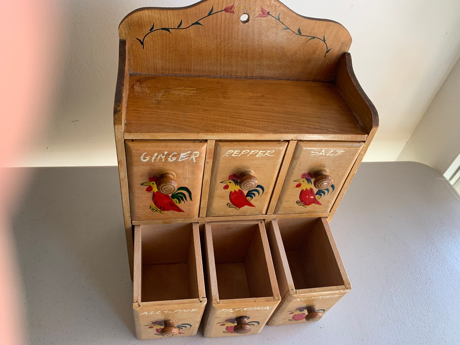 Vintage Hand Painted Wooden Spice Rack, Mid Century Rooster Decor - Etsy