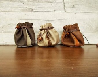 Drawstring leather pouch Coin Purse Jewelry bag Boho style | Etsy