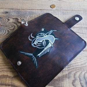 Mens Leather Wallet, Fishing, Catfish, Pocket Wallet, Mens Gift, Brown ...