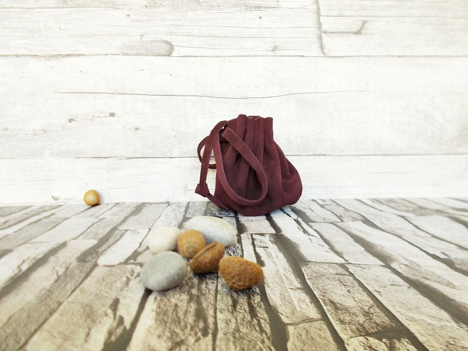 Drawstring leather pouch Coin Purse Jewelry bag Boho style | Etsy