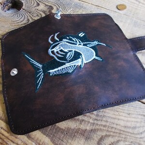 Mens Leather Wallet, Fishing, Catfish, Pocket Wallet, Mens Gift, Brown ...