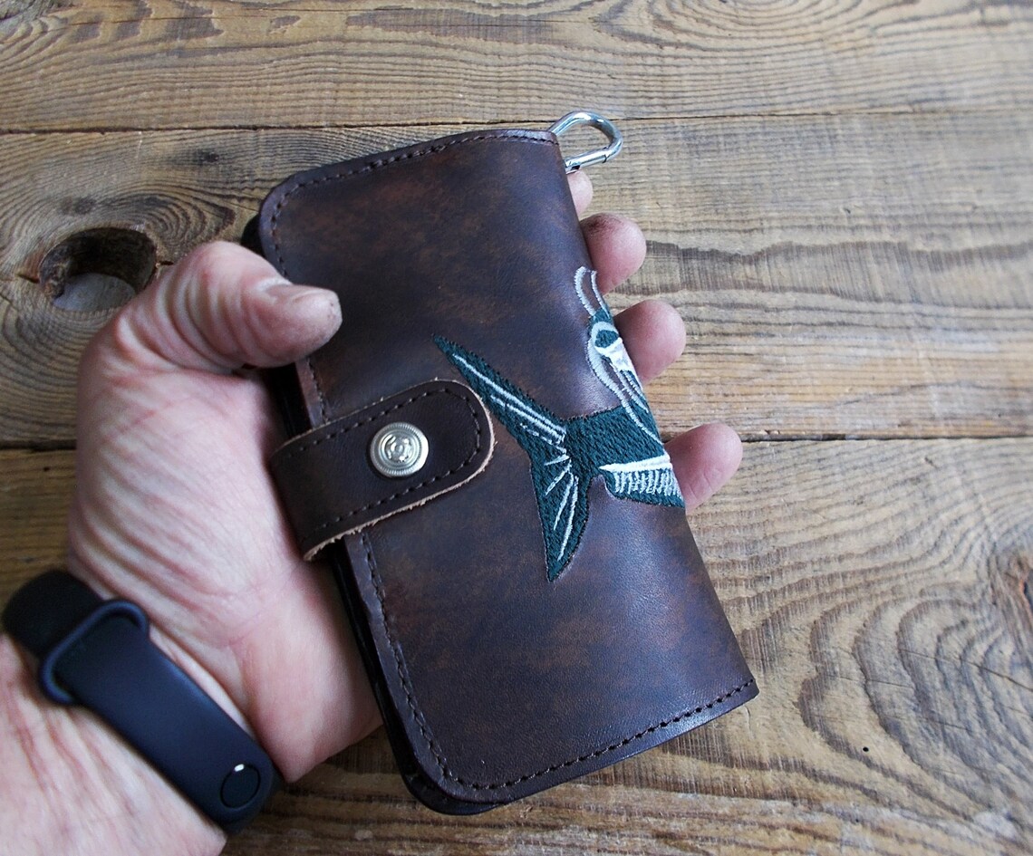 Mens leather wallet Fishing Catfish Pocket wallet Mens | Etsy
