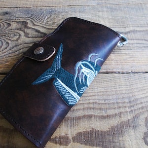 Mens Leather Wallet, Fishing, Catfish, Pocket Wallet, Mens Gift, Brown ...