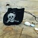 Drawstring Leather Pouch, Coin Purse, Pirate, Black Velvet, Small ...