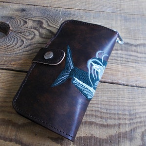 Mens Leather Wallet, Fishing, Catfish, Pocket Wallet, Mens Gift, Brown ...