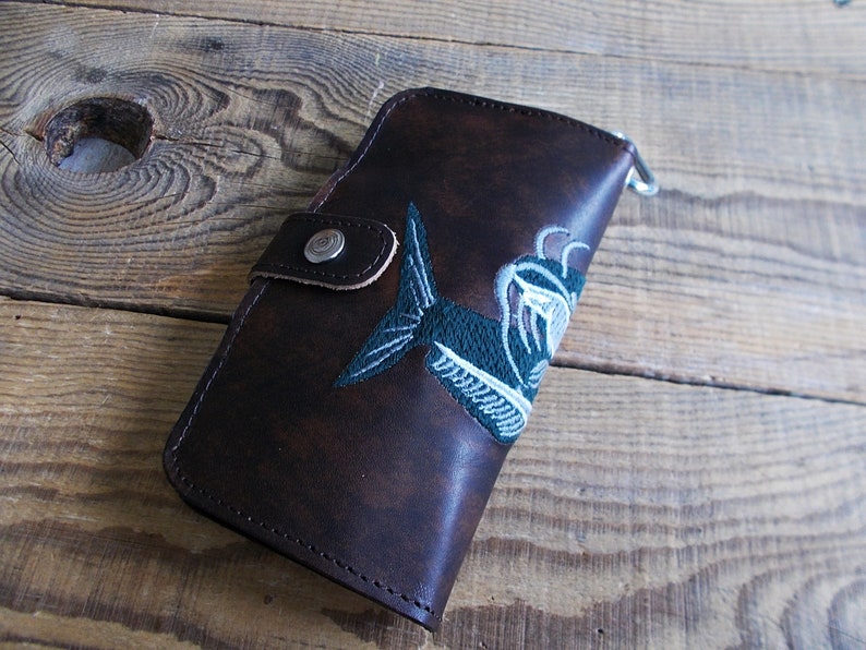Mens leather wallet Fishing Catfish Pocket wallet Mens | Etsy