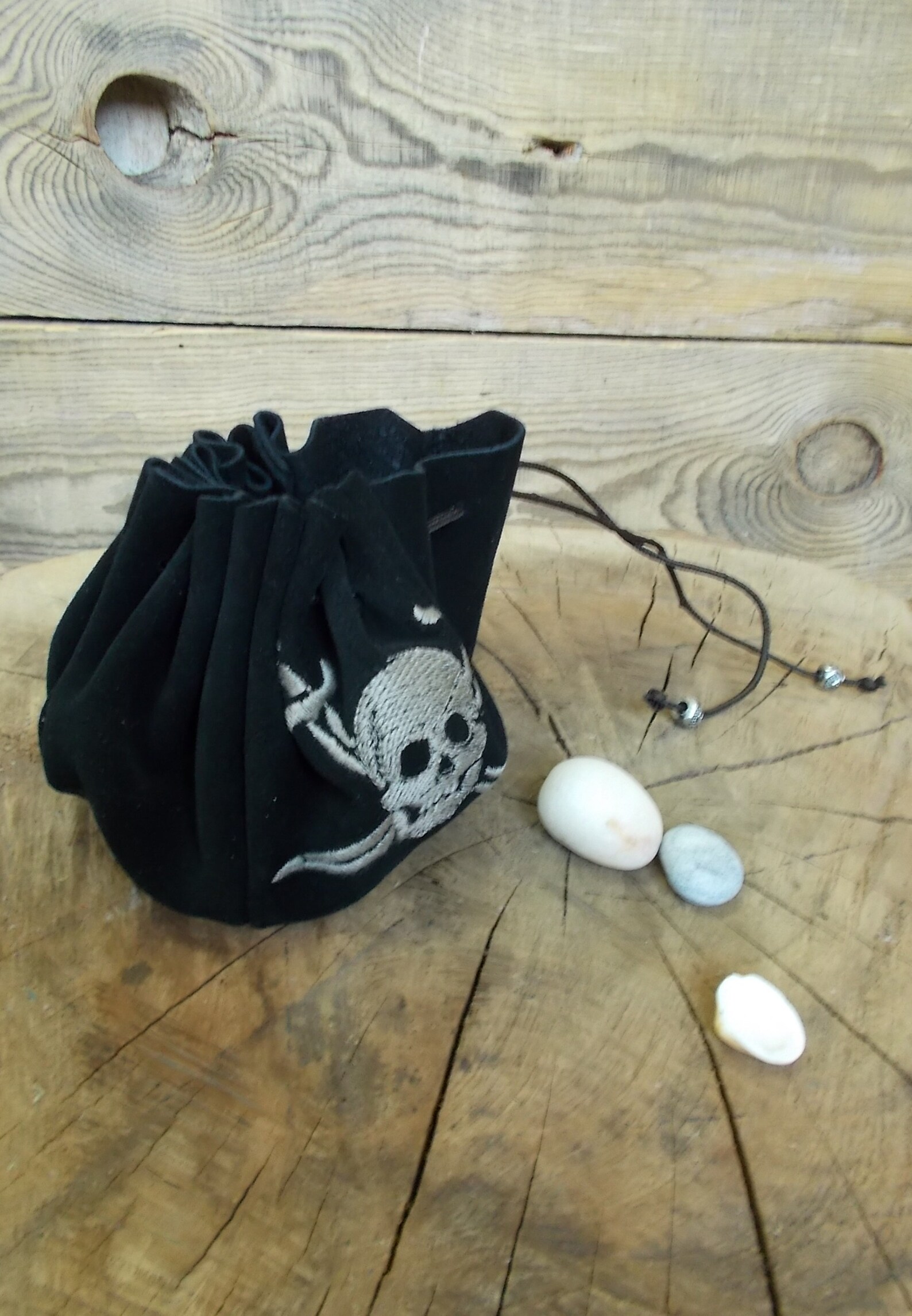 Drawstring Leather Pouch Coin Purse Pirate Black Velvet - Etsy