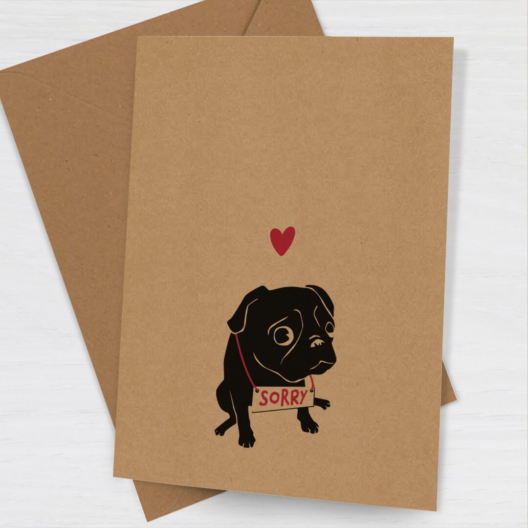 Cute Pug Sorry Card Sweet Apology Card for Dog Lovers - Etsy