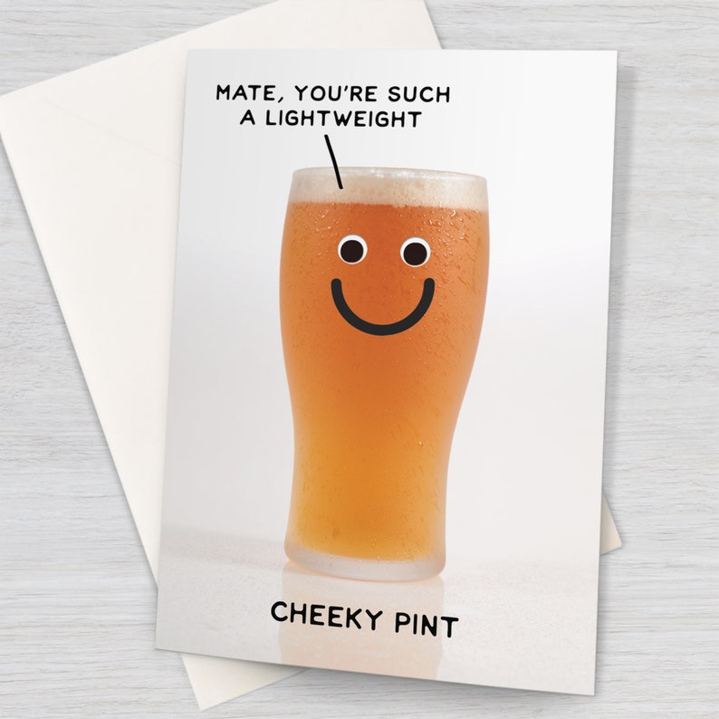 Cheeky Pint pun card Funny birthday card | Etsy