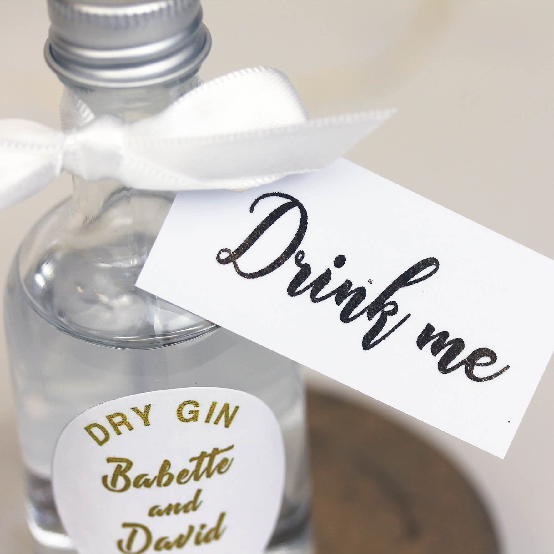 White and Gold Wedding Favours for Gin Miniature Bottles With | Etsy UK