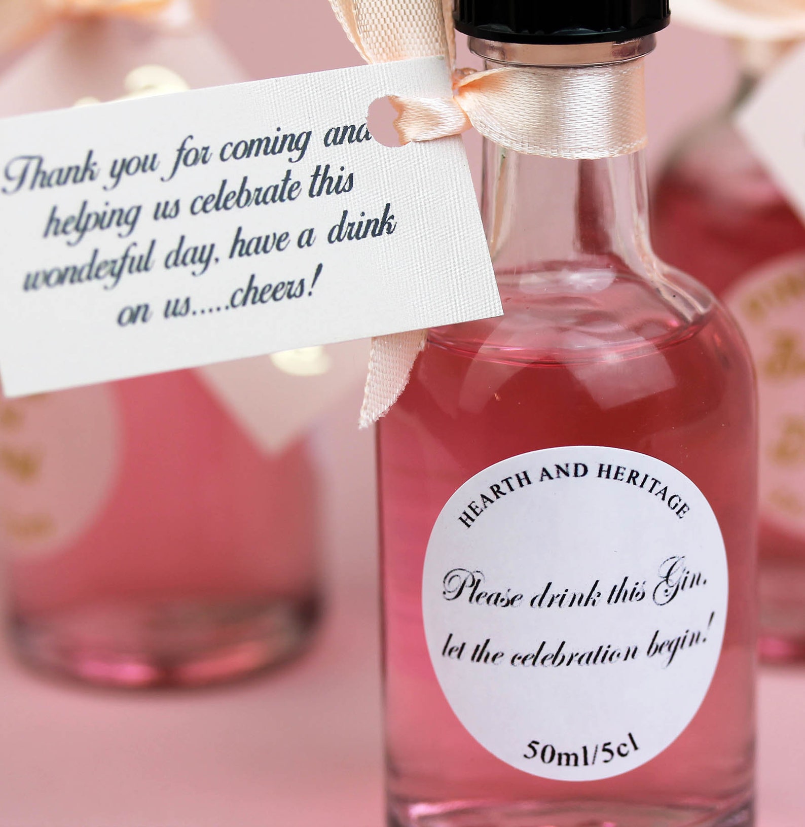 Blush and Gold Wedding Favours for Pink Gin Miniature Bottles - Etsy UK