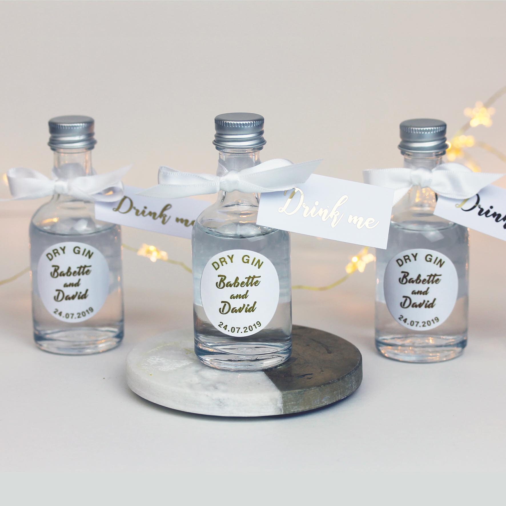 White and Gold Wedding Favours for Gin Miniature Bottles With | Etsy UK