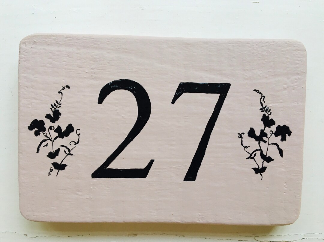 Personalised Painted Wooden Number Sign for House Garden Outdoor Door ...