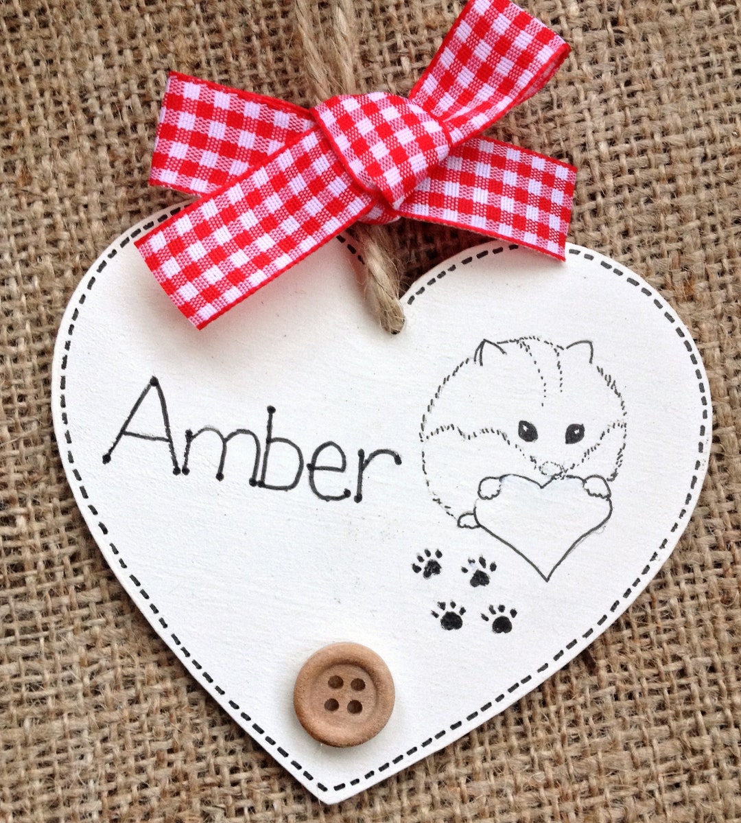 Personalised Pet Name Sign Plaque Hamster Heart Wooden Sign Gift - Etsy
