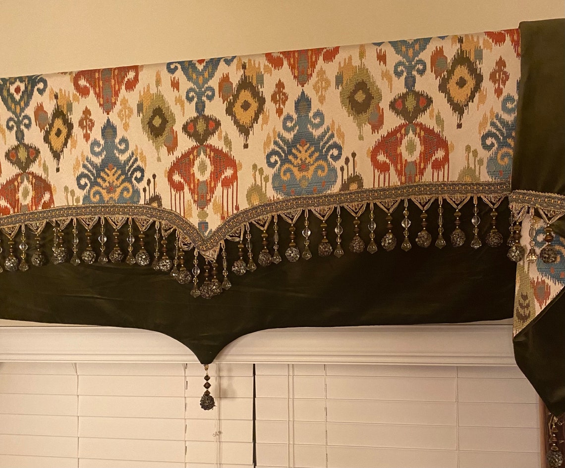 Moroccan Window Valance, Gold Damask & Black Velvet With Tassels - Etsy