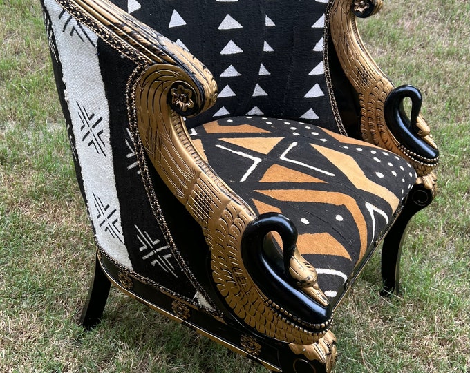French Empire- African Inspired - Mudcloth- Bogolan- Reupholstered ...