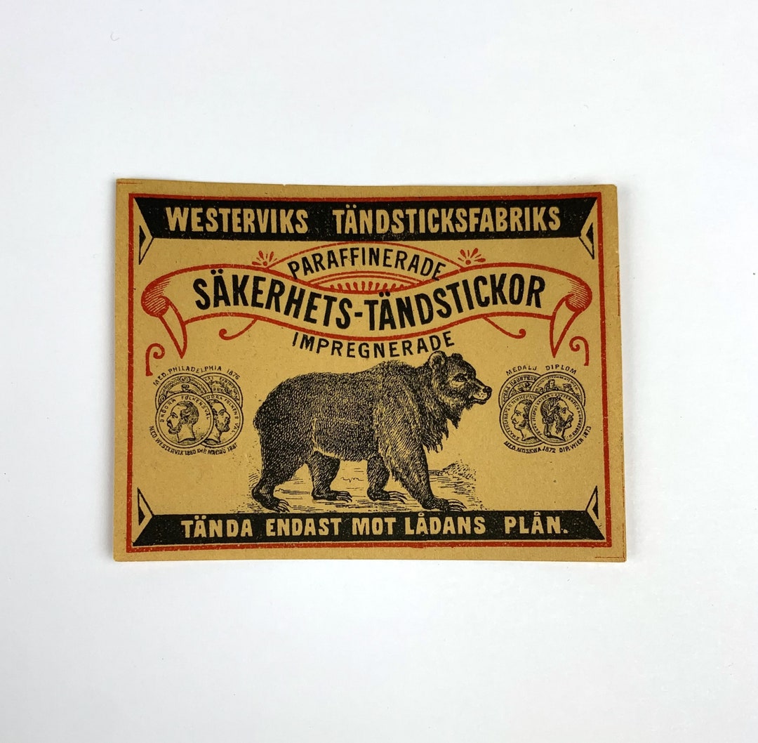 Vintage/antique Un-glued Swedish Matchbox Label "sakerhets Tandstickor ...