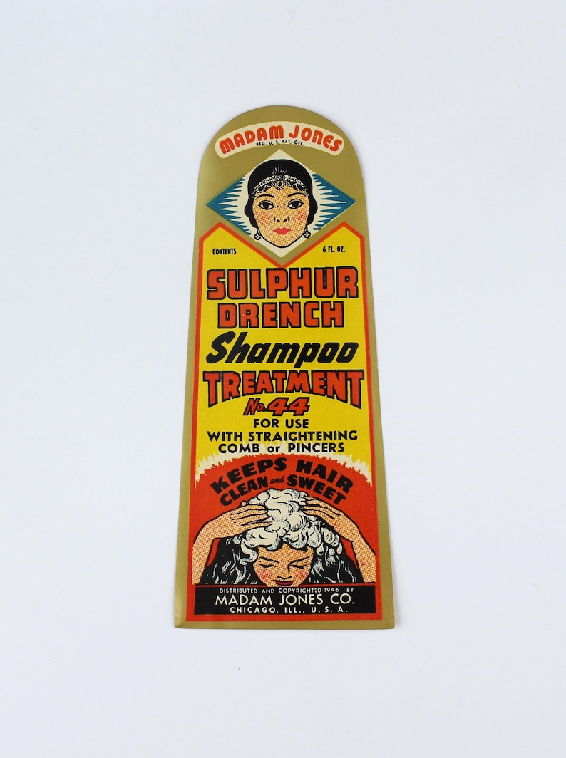Vintage 1940s/30s Unused Madam Jones "sulphur Drench " Shampoo Label - Etsy