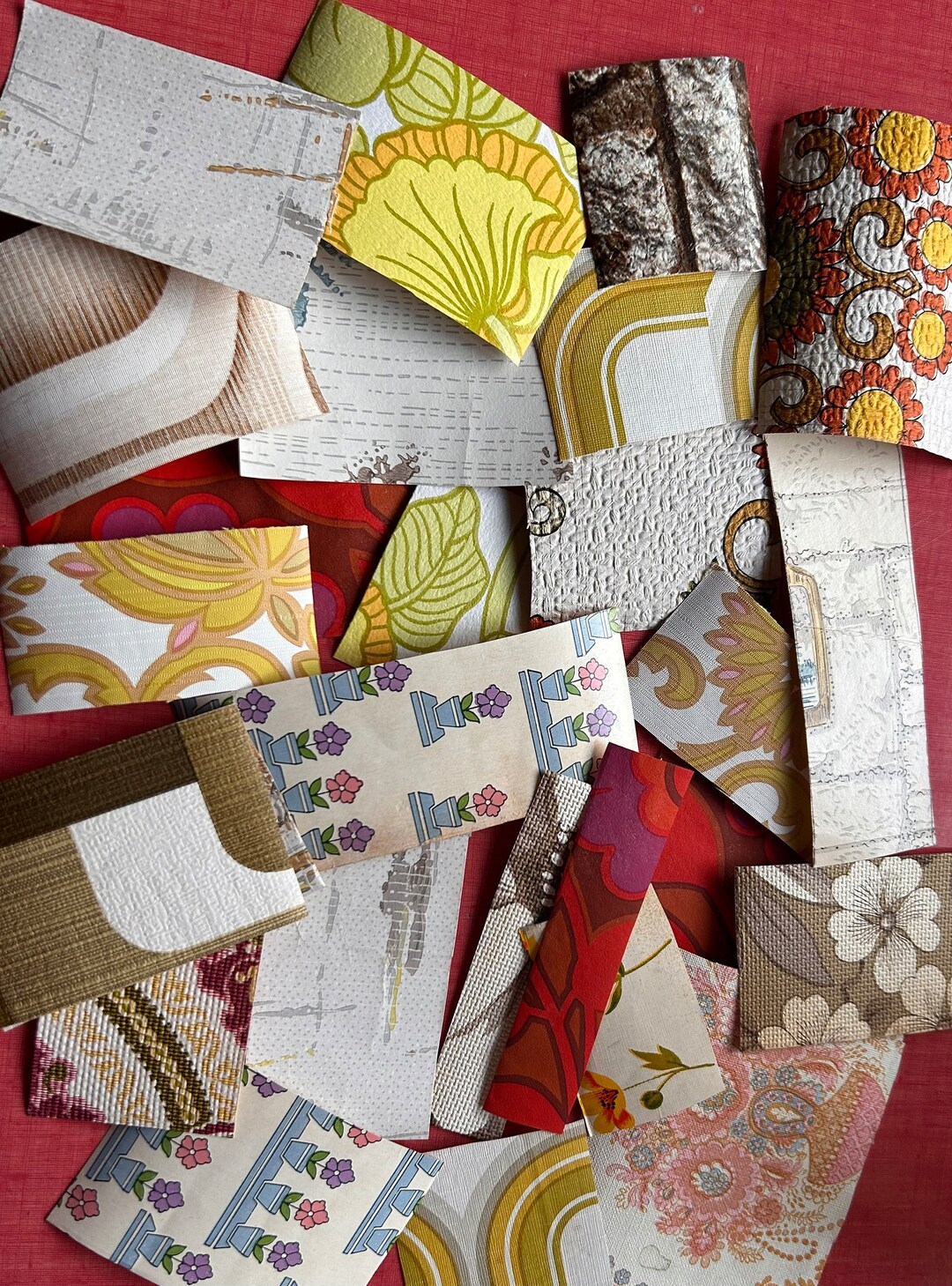 Stunning Vintage 1950s 60s and 70s Wallpaper Pieces 25 Scrap Pieces ...