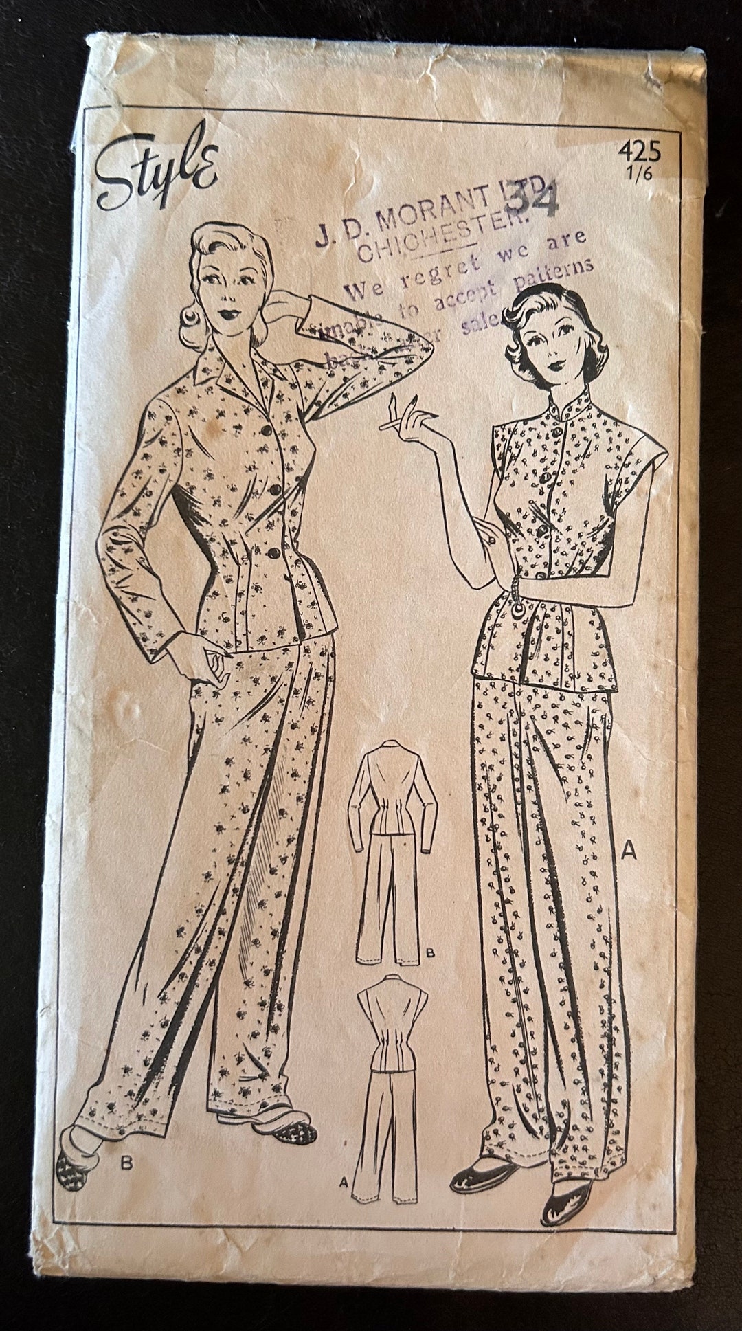 Vintage Style 425 1940s Pyjamas Dress Pattern /34” Bust - Etsy