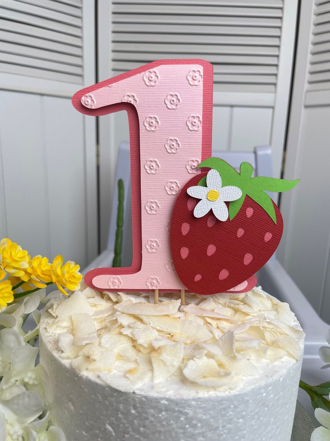 Choose Any Age + Color! Strawberry Cake Topper. Sweet One Cake Topper ...