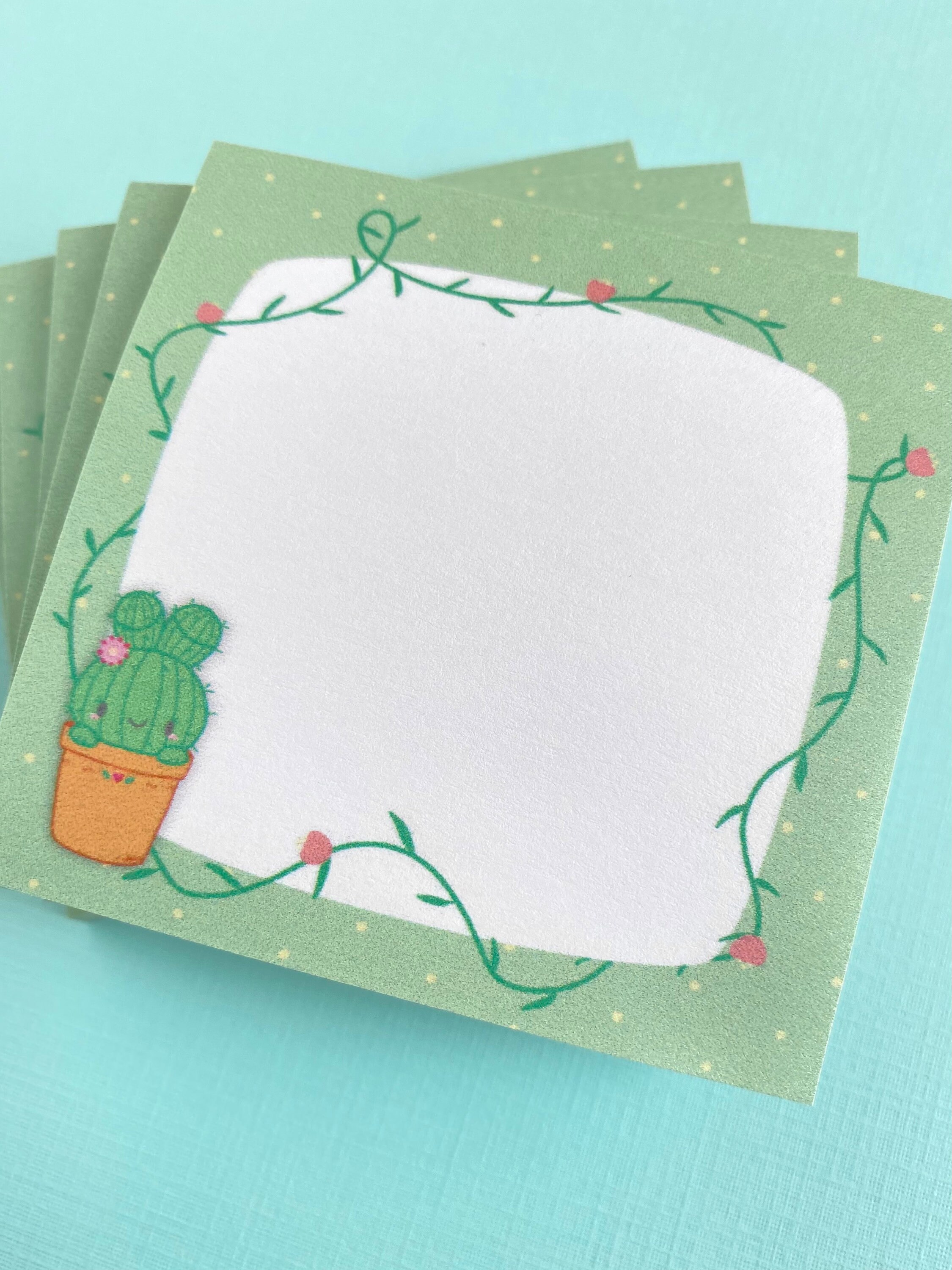 Cactus Bunny Sticky Notes // Post It Notes Cute Illustration - Etsy
