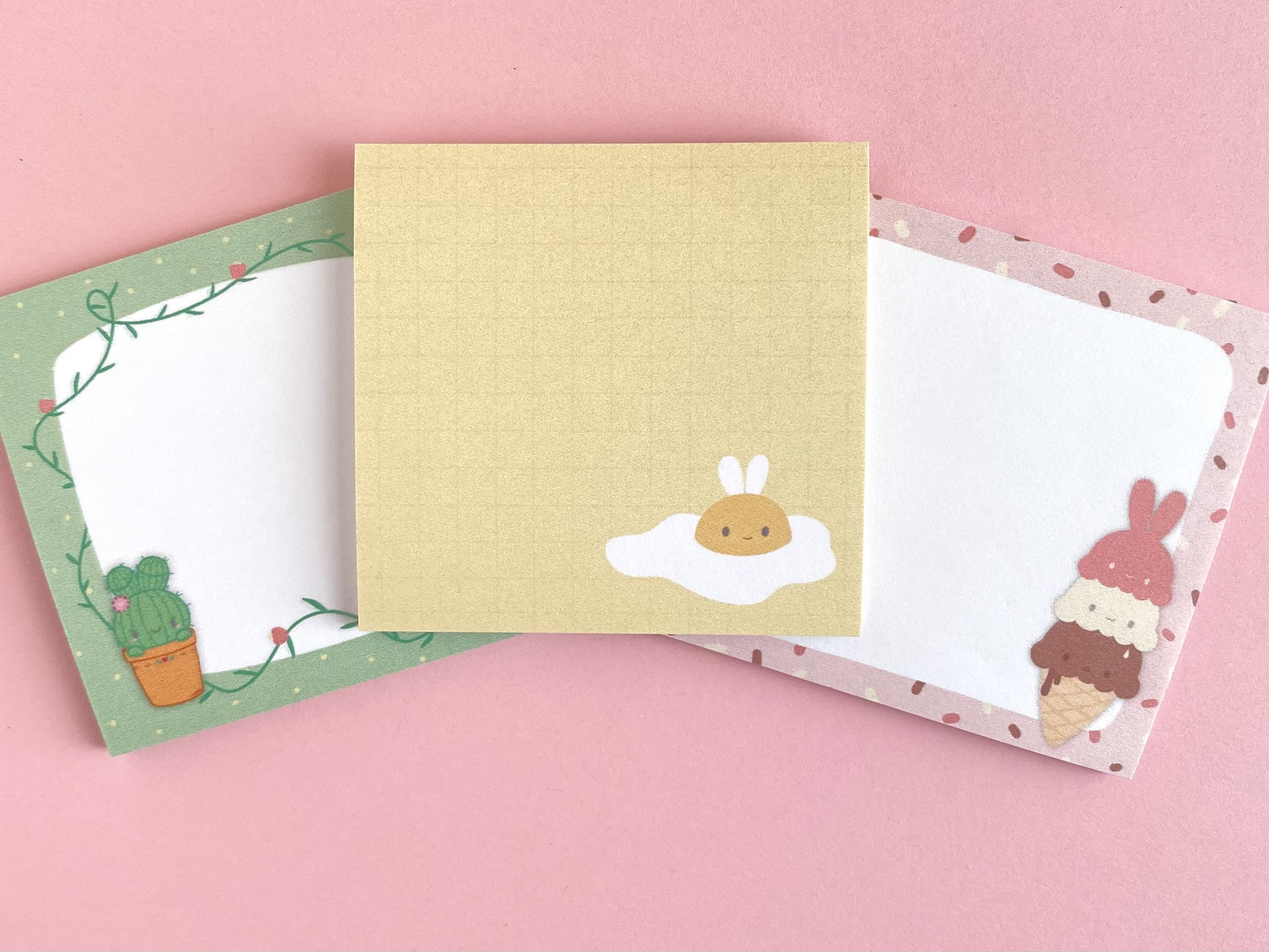 Bunny Sticky Notes Pack 3pc, Assorted // Post-it® Notes, Cute ...