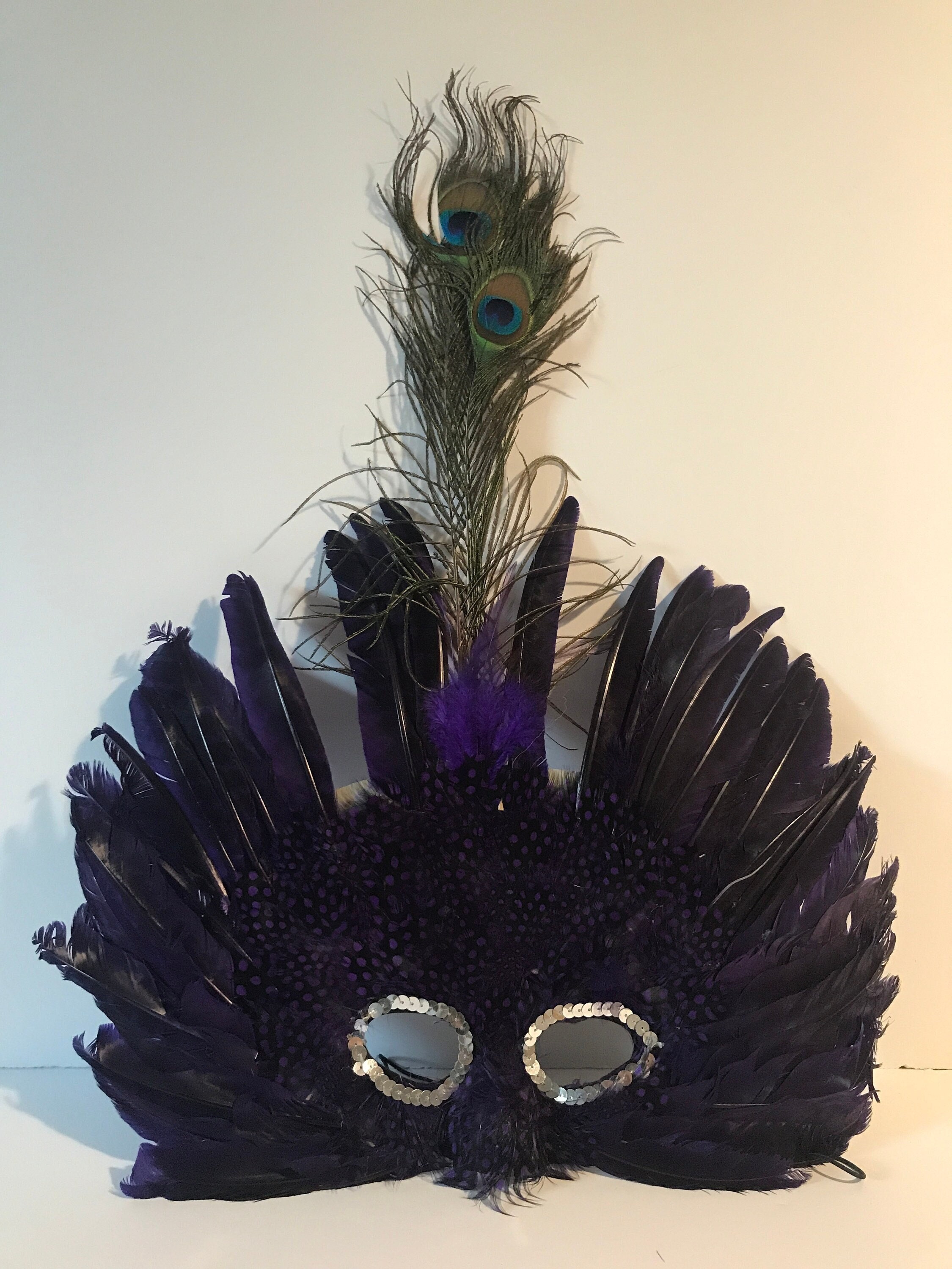 Venetian Masquerade Mask Top Purple Feather Maddie Gras Baroque Mask - Etsy