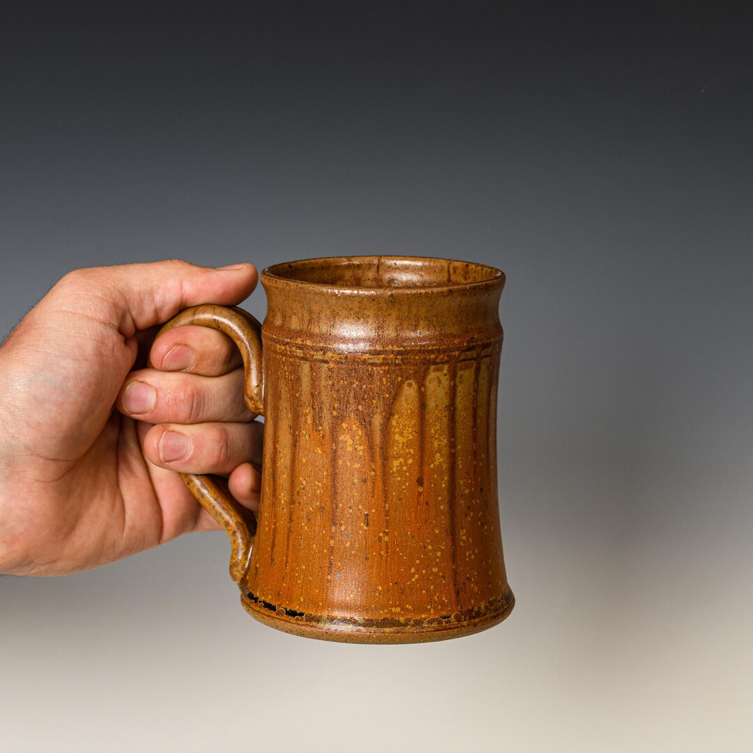 Ceramic Tea or Coffee Mug in Yellow Wood Ash Glaze, Handmade Stoneware ...