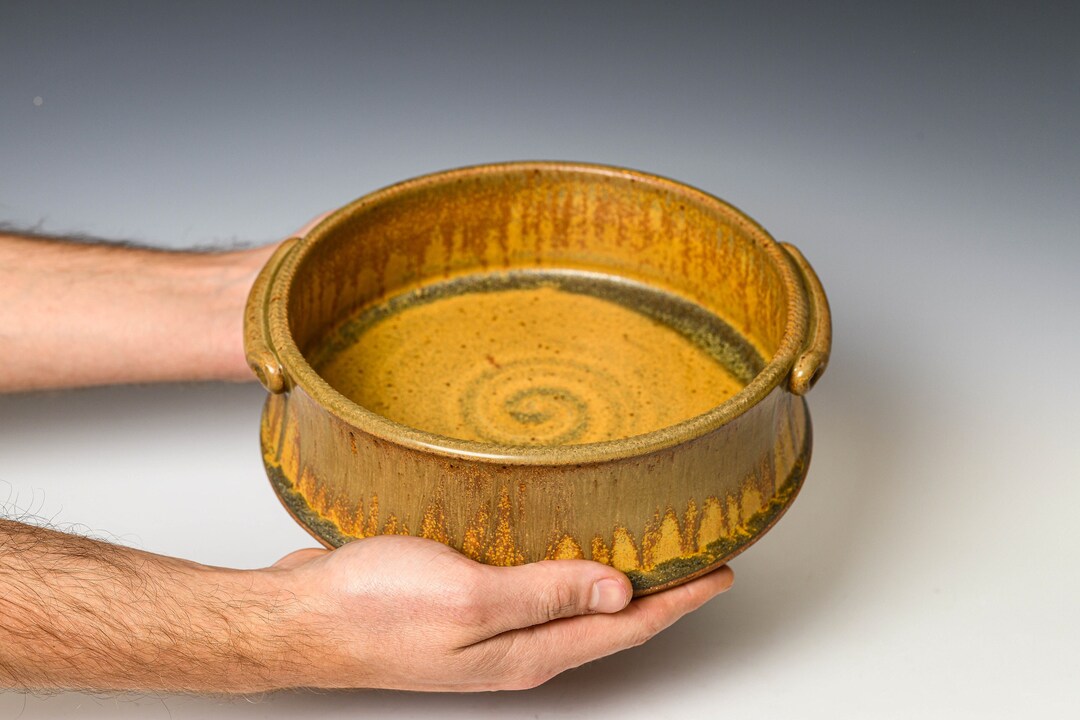 Casserole Dish in Yellow Ash Glaze, Large Stoneware Crock, Ceramic ...